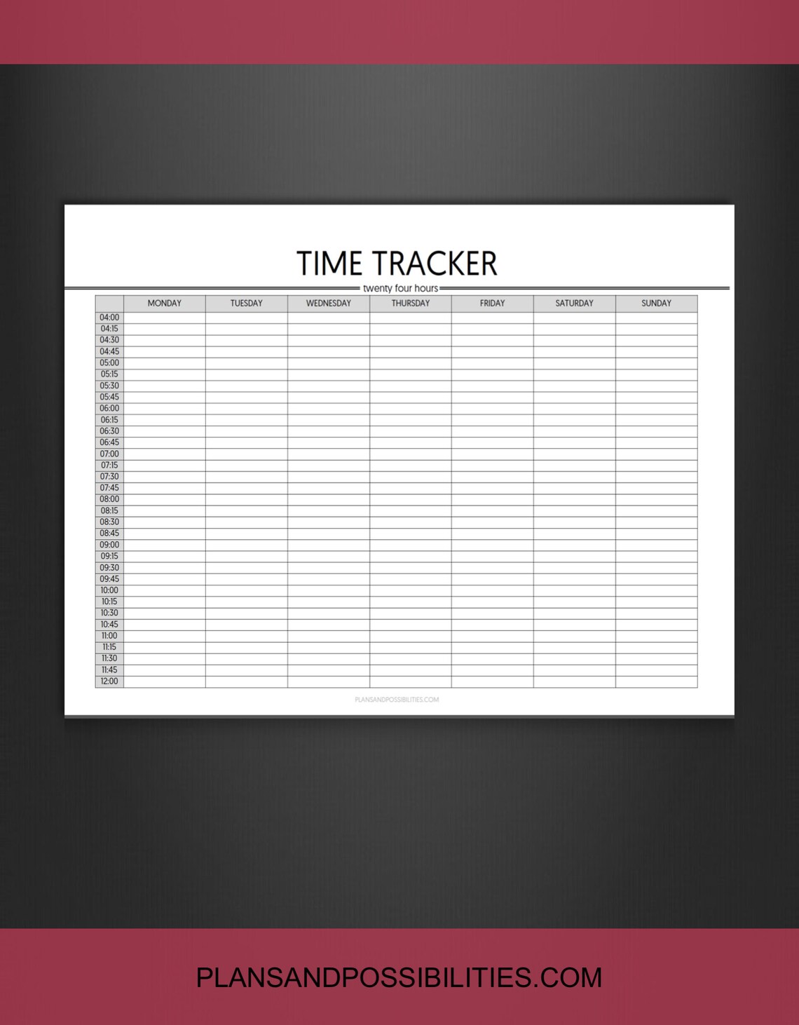 Printable Time Tracker, Time Tracker Planner, Daily Time Tracker ...