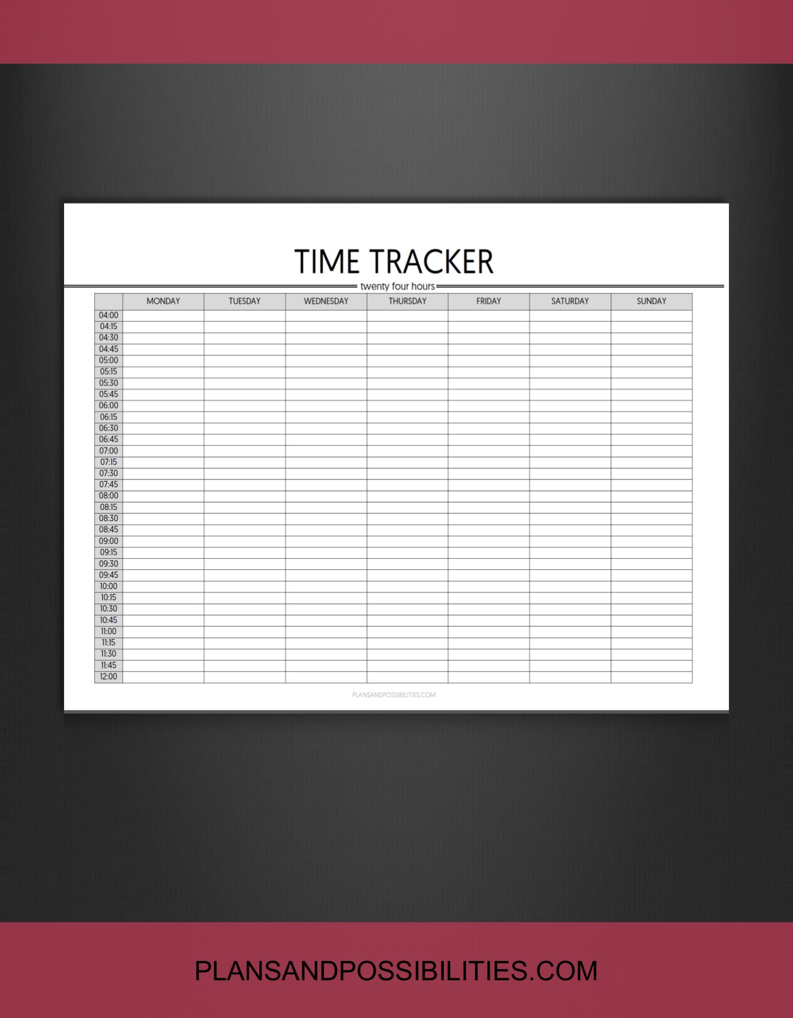 Printable Time Tracker, Time Tracker Planner, Daily Time Tracker ...