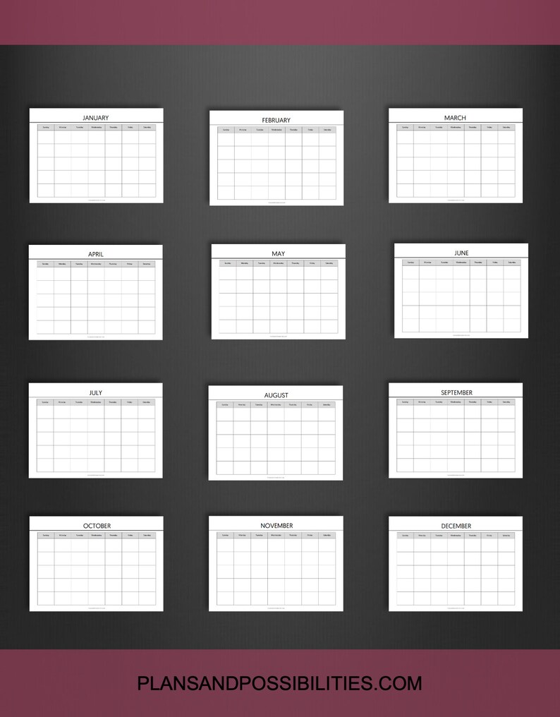 Undated Monthly Planner Printable, Undated Blank Monthly, Calendar ...