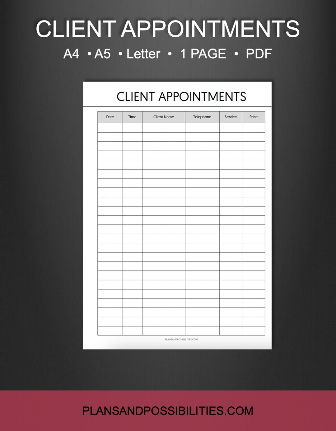 Client Appointment, Business Appointment Tracker, Nail Tech ...