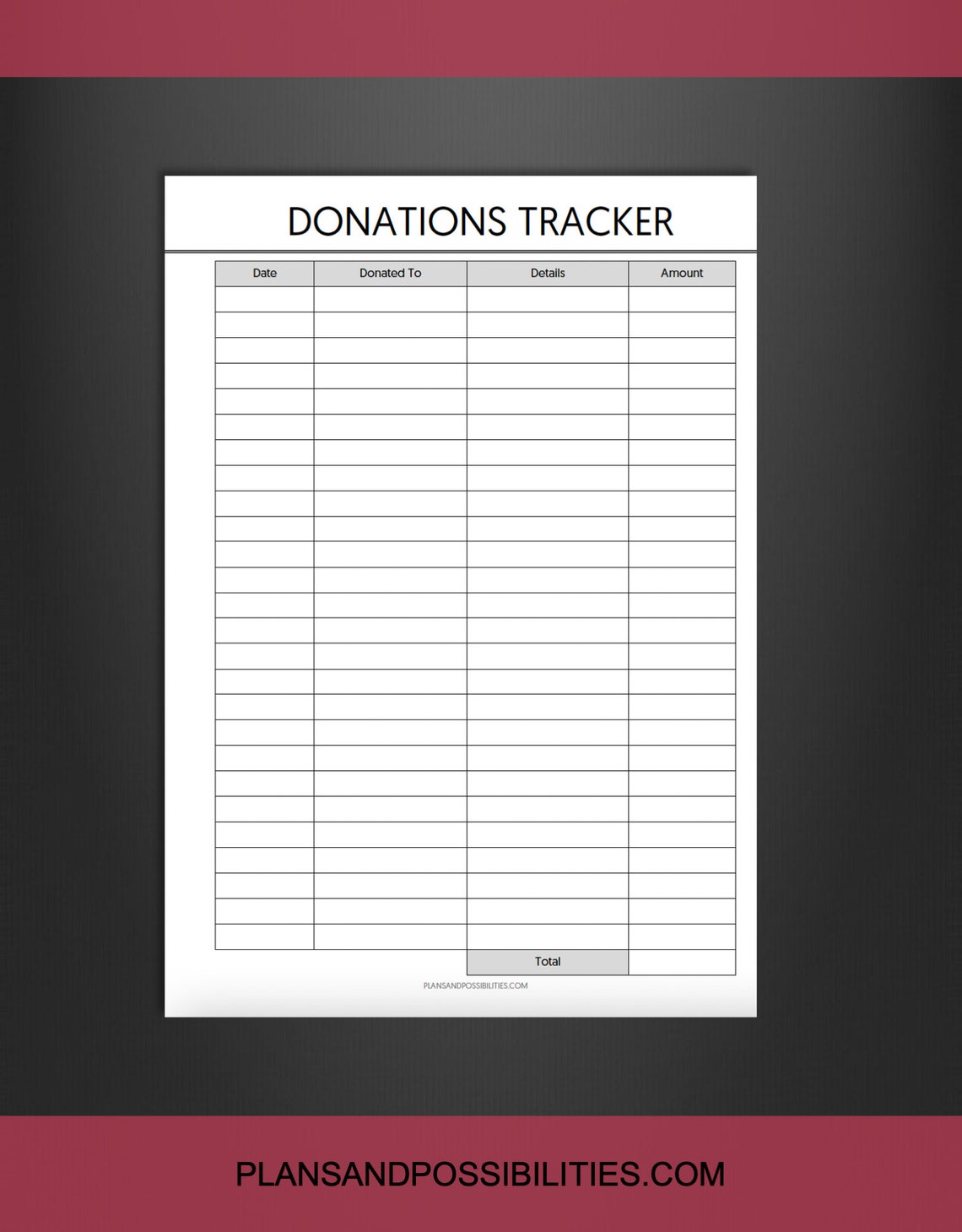 Donations Tracker Printable Giving Tracker Charity Donations - Etsy