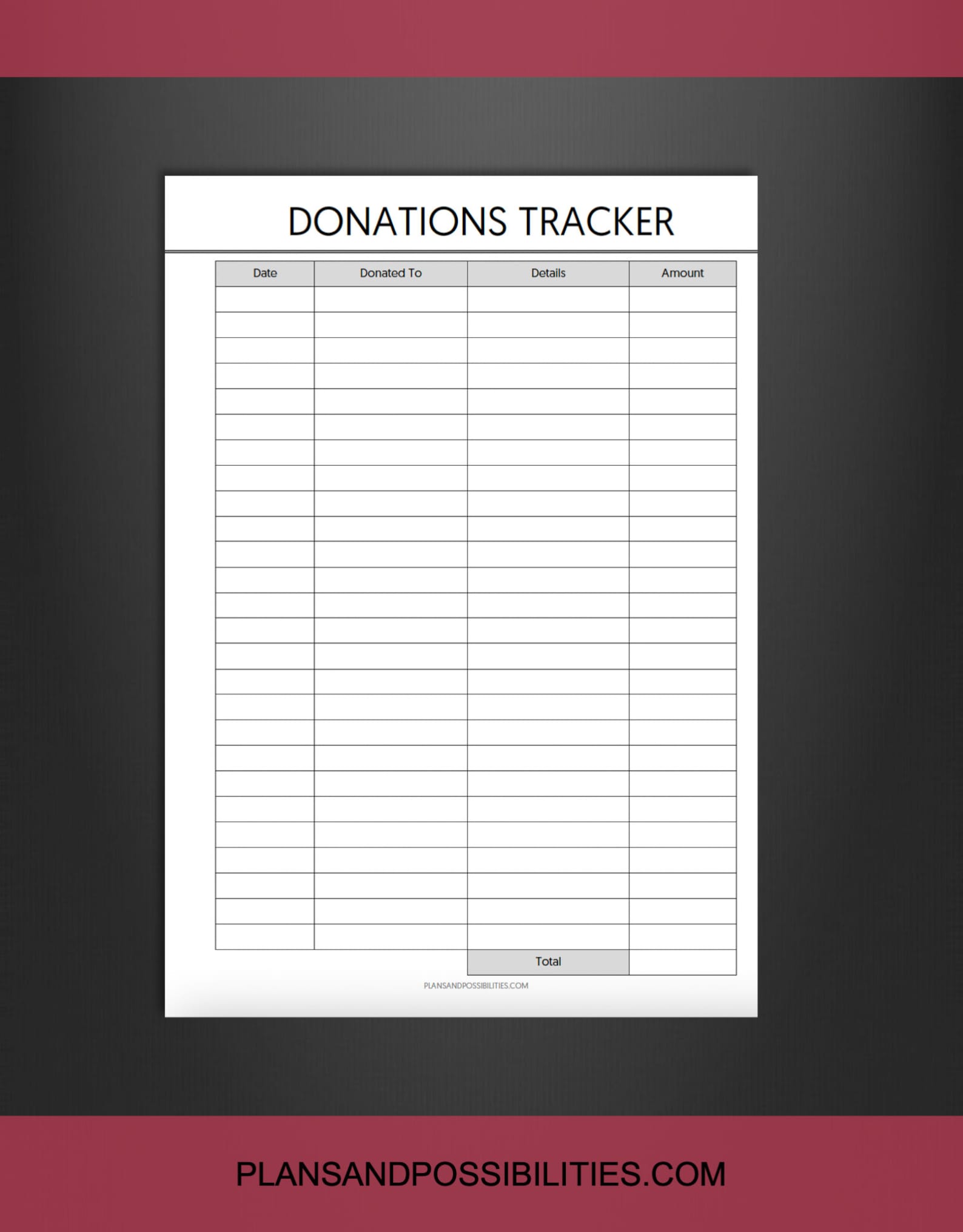 Donations Tracker Printable Giving Tracker Charity Donations - Etsy