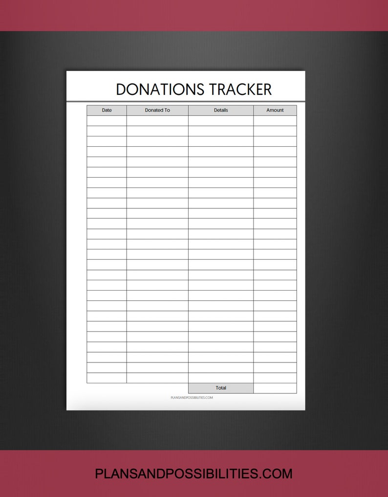 Donations Tracker Printable, Giving Tracker, Charity Donations Record ...