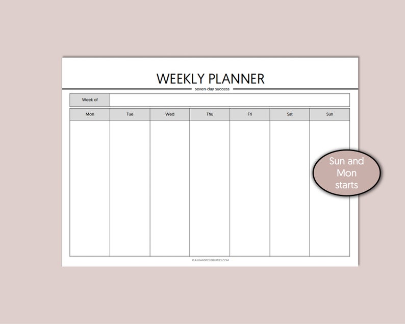 Minimal Weekly Planner Printable, Weekly Agenda, Weekly Checklist ...