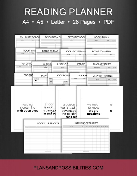 Reading Planner Printable Reading Tracker Book to Read List - Etsy