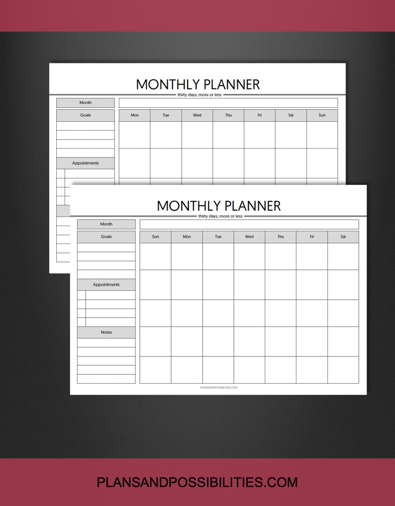 Monthly Overview Planner Printable, Monthly Task List Planner Printable ...