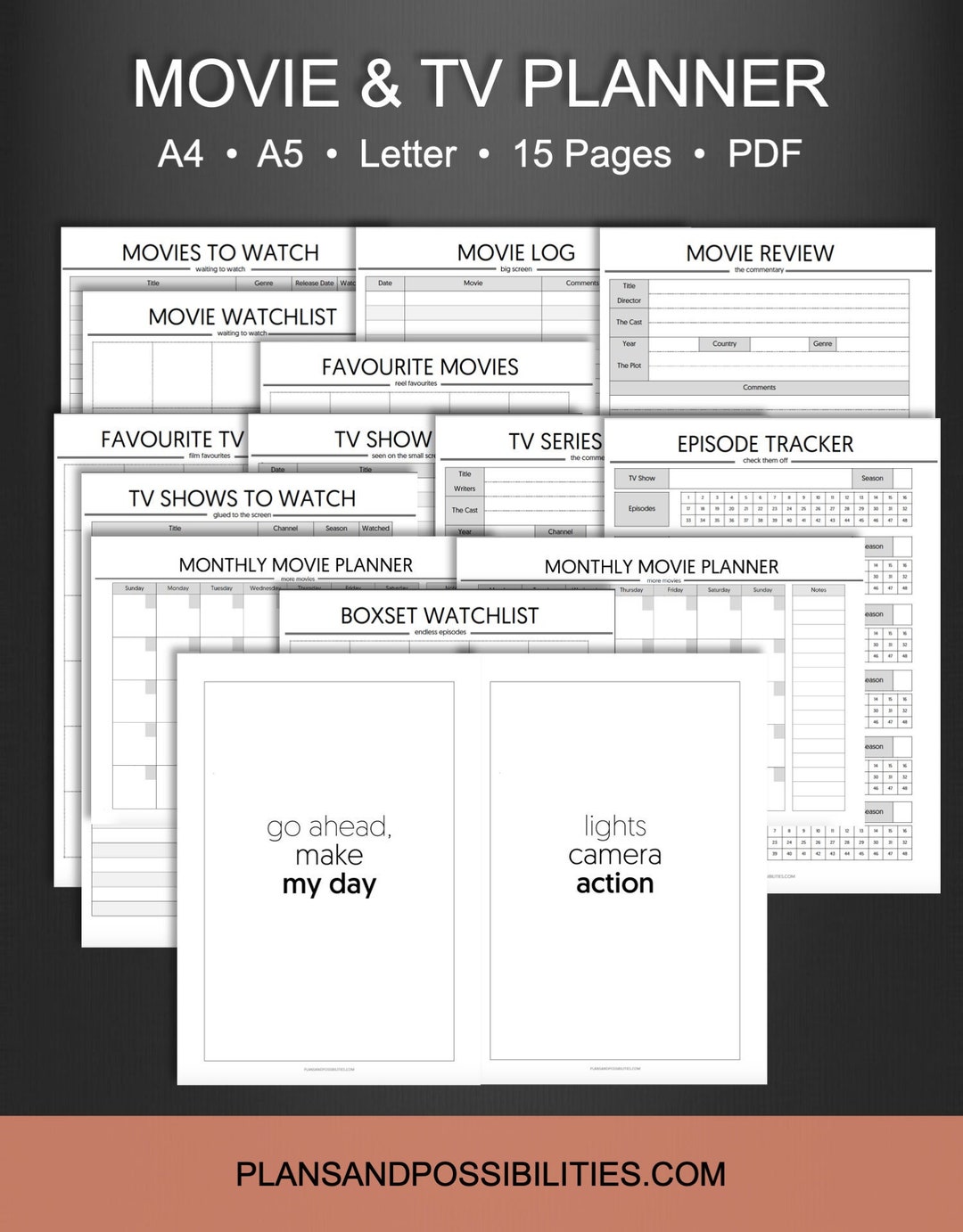 Movie Tracker Printable, Movie Log, Movie Journal, Movie List, Family ...