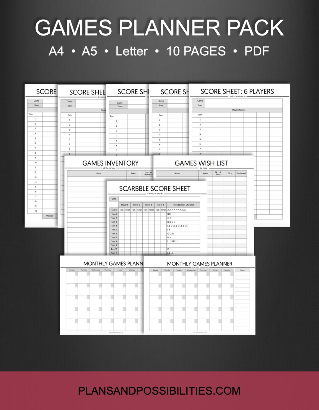 Scrabble Score Sheet Printable, Game Night Score Sheet, Family Game ...