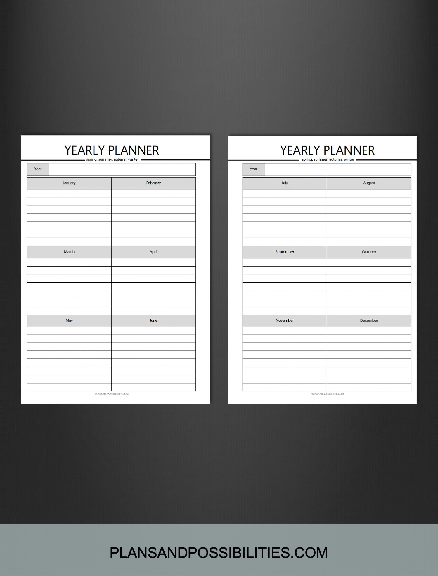 Goals Year, Printable Year Calendar, Printable Vertical Calendar Pages ...