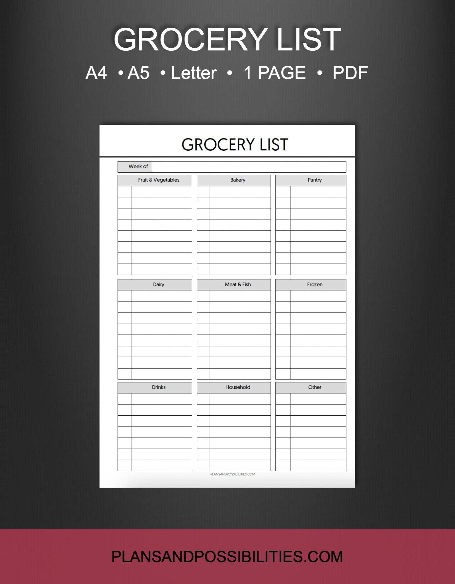 Printable Grocery List With Categories, Printable Food Shopping List ...
