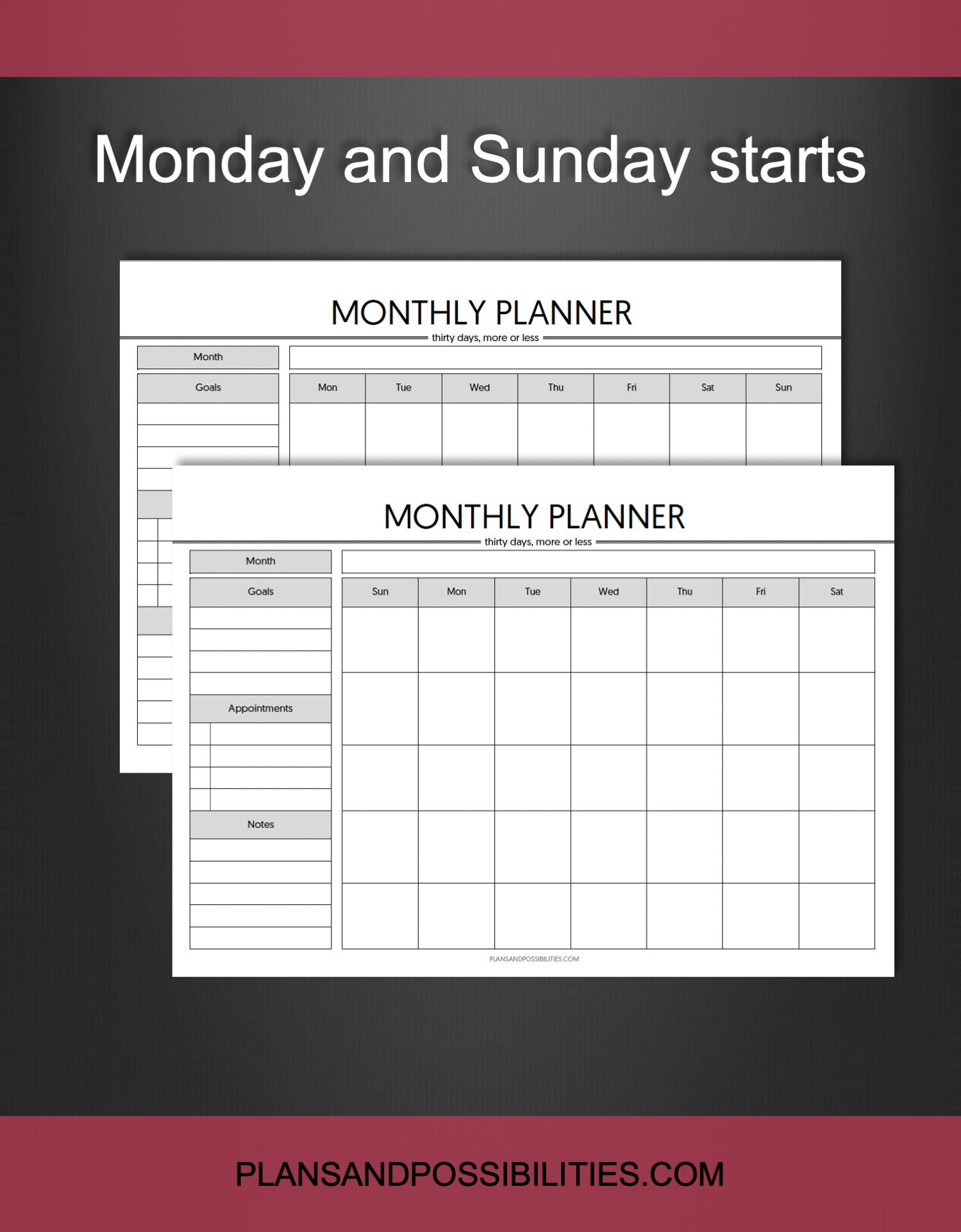 Monthly Overview Planner Printable, Monthly Task List Planner Printable ...