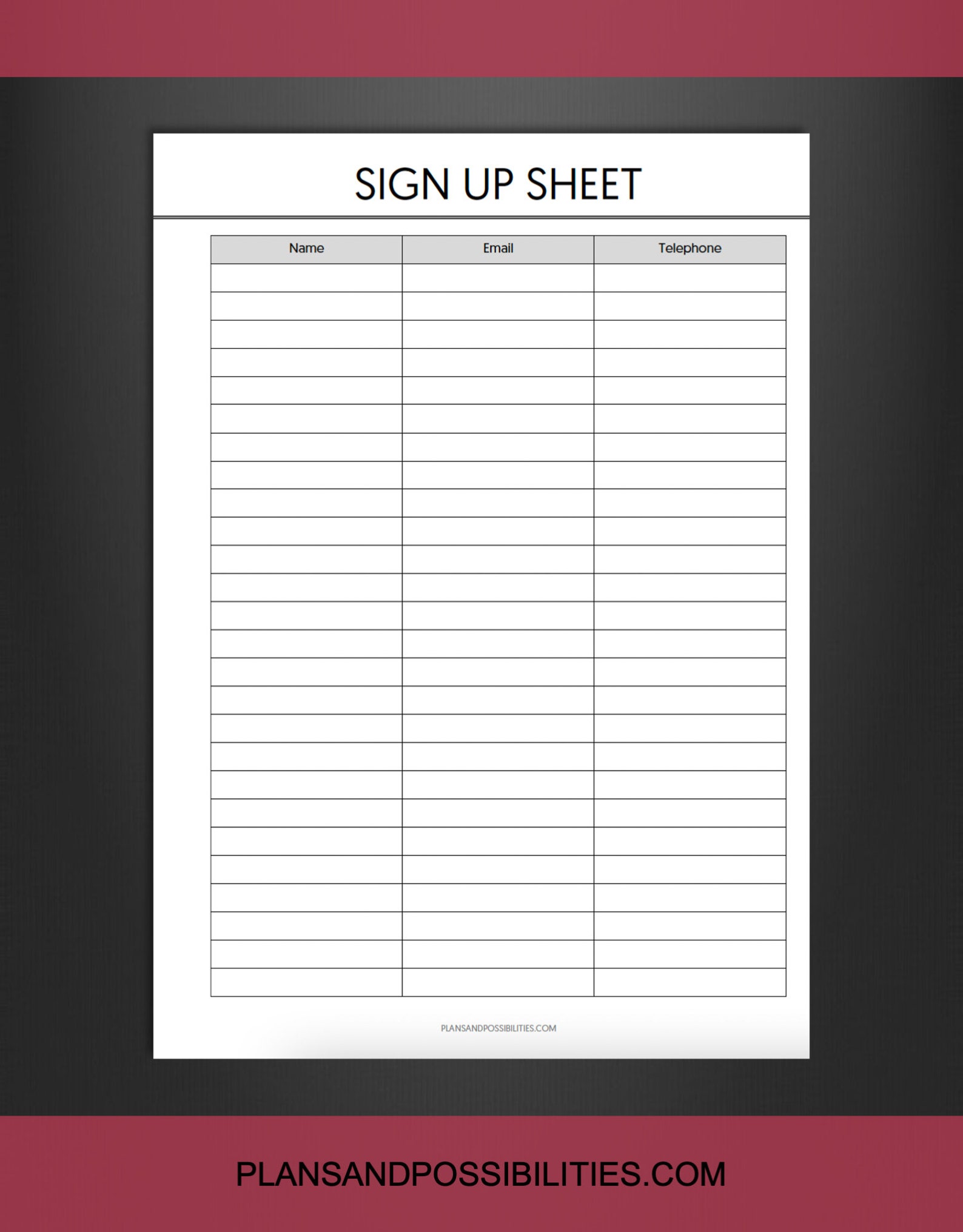 Sign up Sheet Printable, Sign in Sheet, Name Sign Up, Email Sign up ...