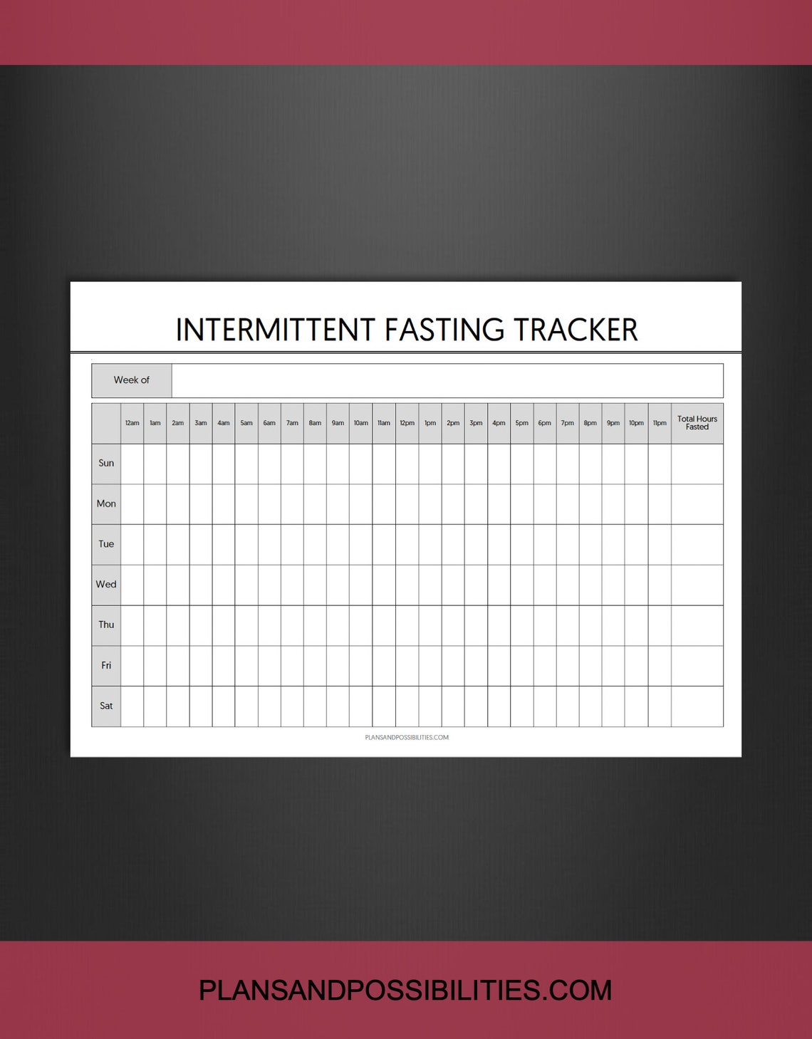 Intermittent Fasting Tracker Printable, Weekly Fasting Planner, Fasting ...