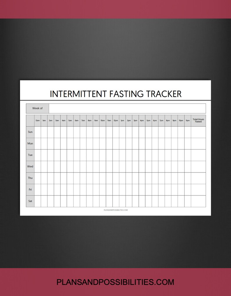 Intermittent Fasting Tracker Printable, Weekly Fasting Planner, Fasting ...