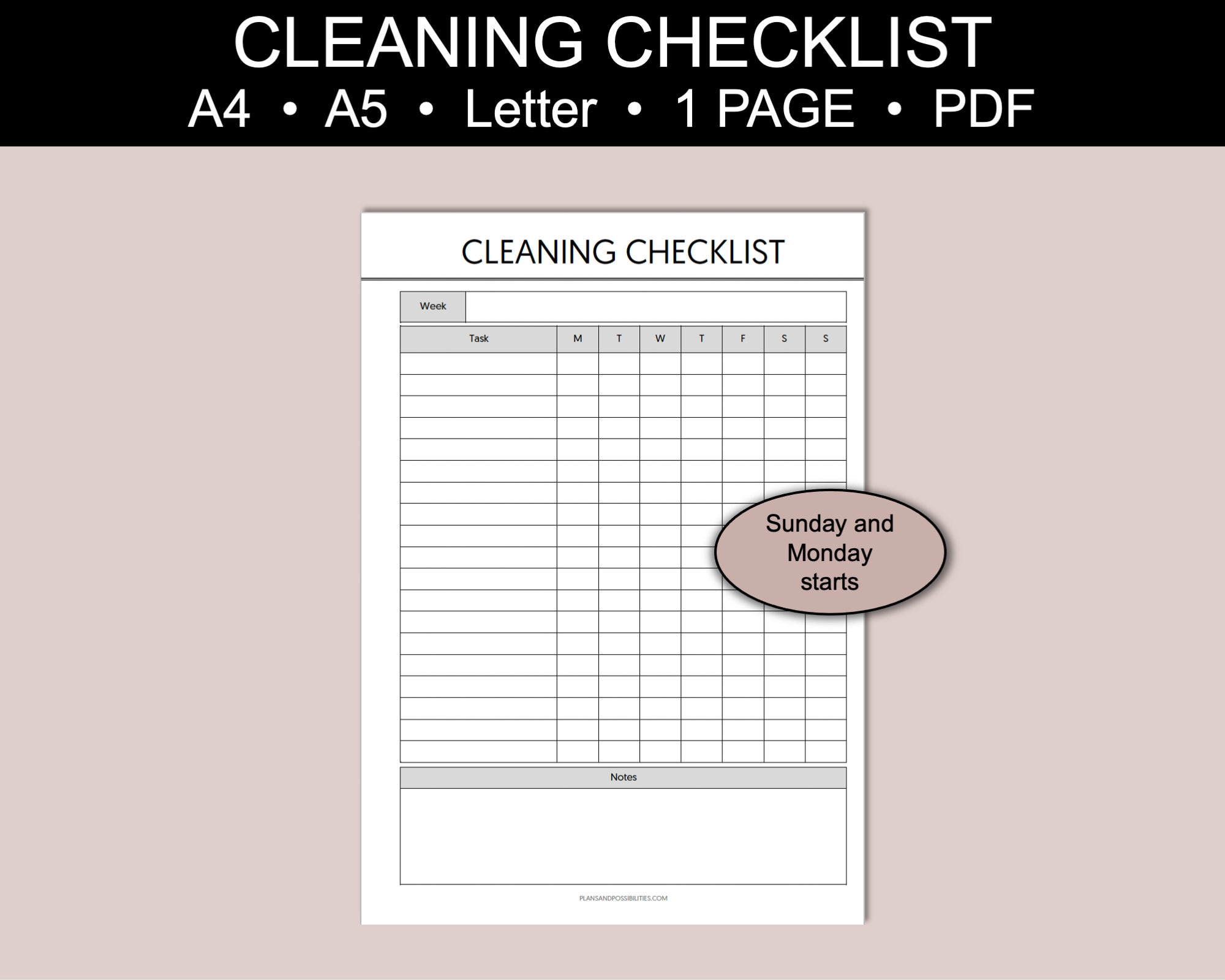 Cleaning Checklist Printable, Weekly Cleaning Checklist, Cleaning Log ...