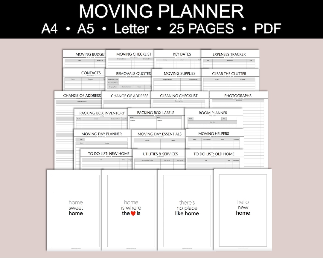 Moving Planner Printable, Moving Day Checklist, Moving Organization ...