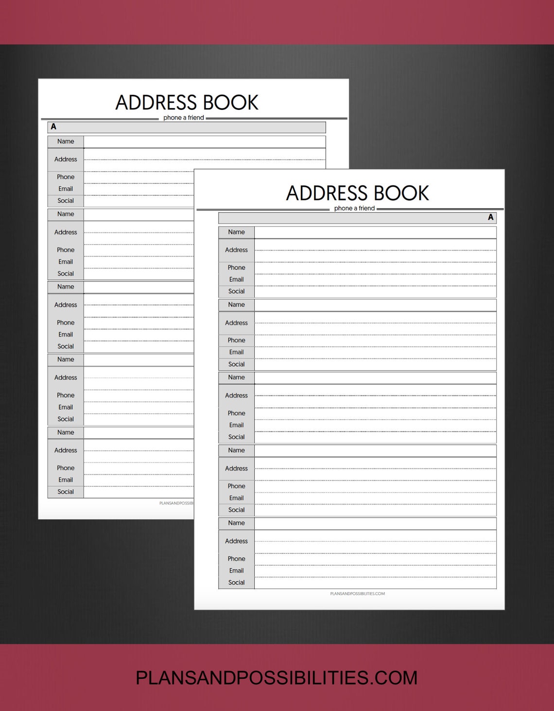 Contact List, Printable Address Book Printable, My Contacts, Printable ...