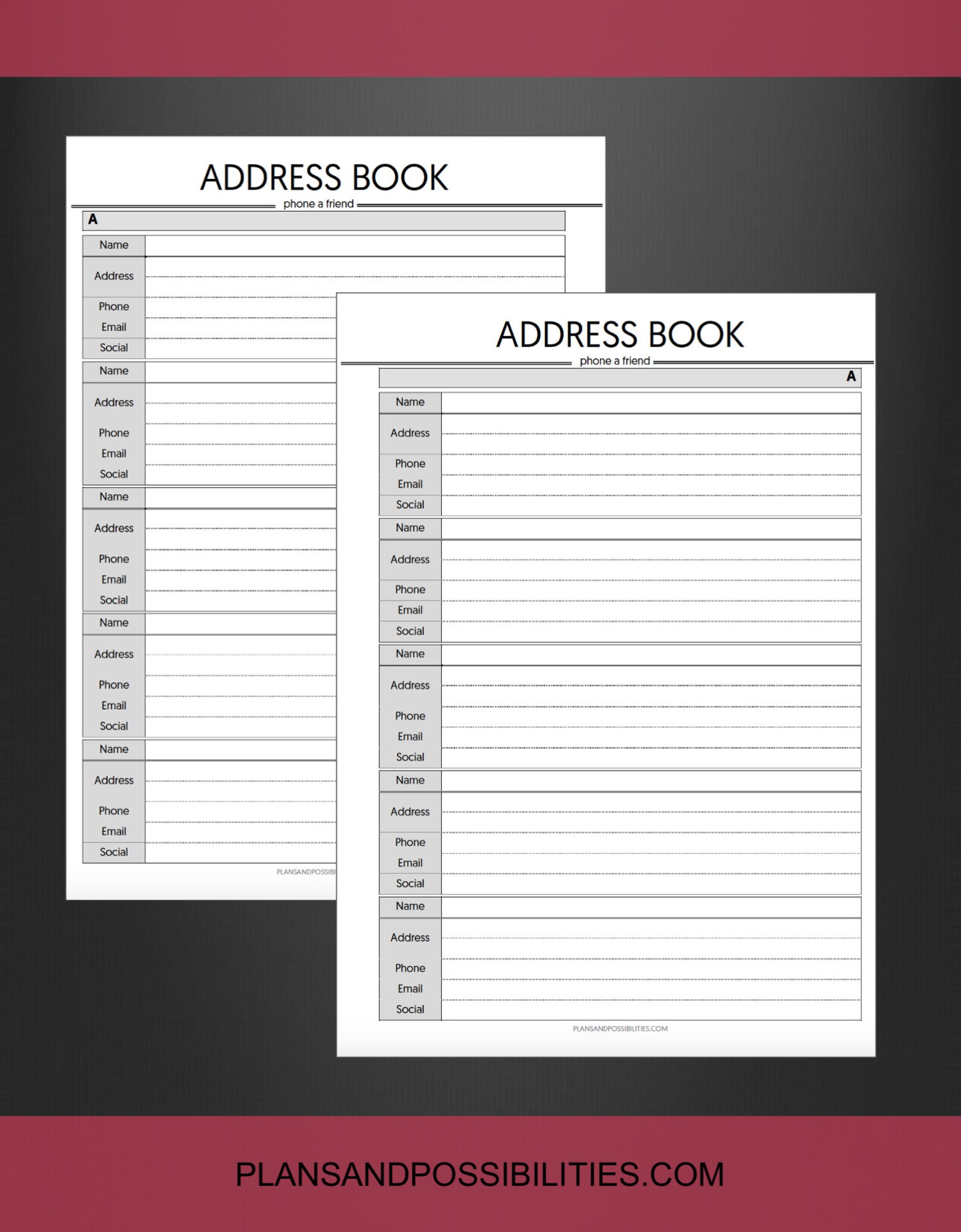 Contact List, Printable Address Book Printable, My Contacts, Printable ...