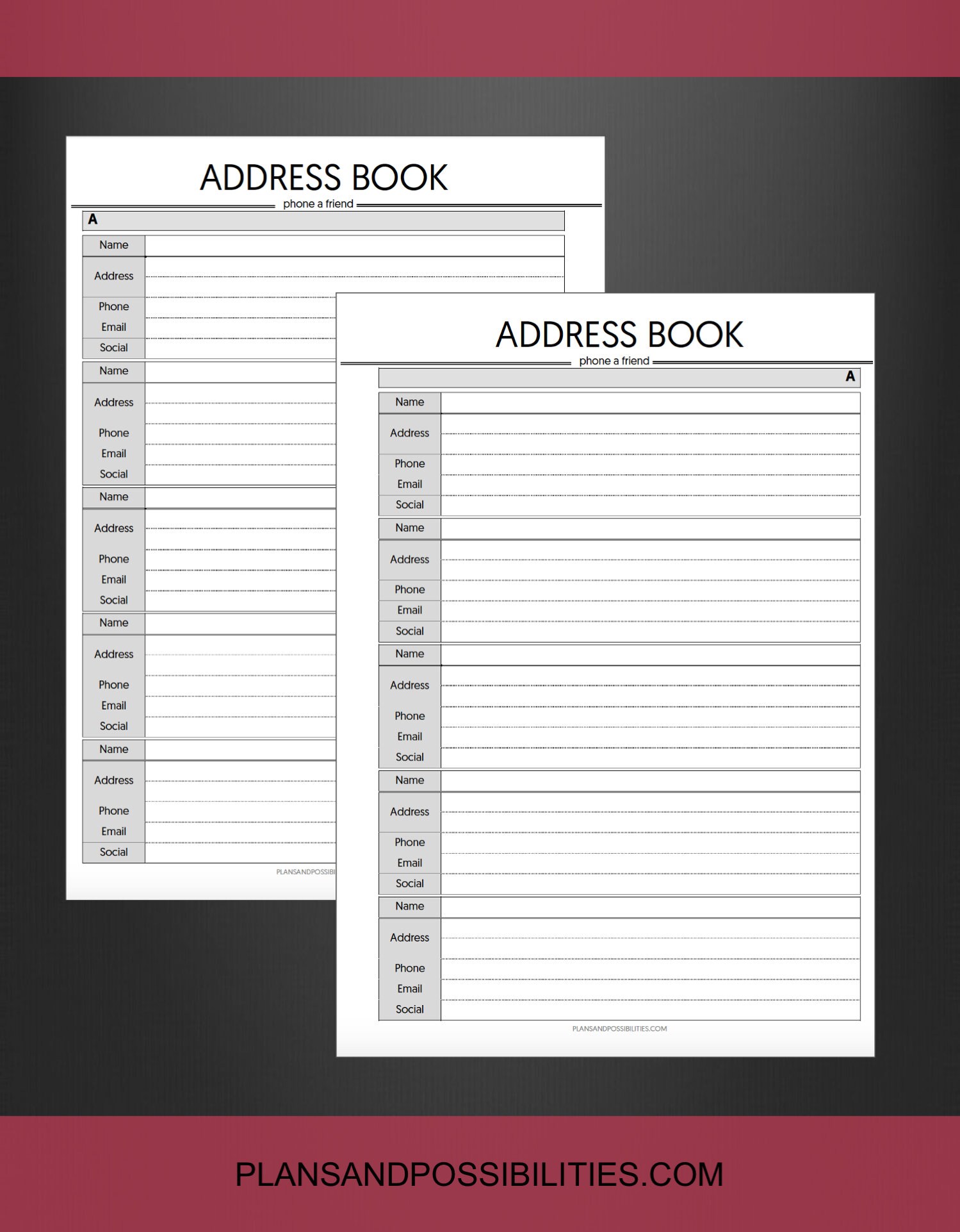 Contact List, Printable Address Book Printable, My Contacts, Printable ...