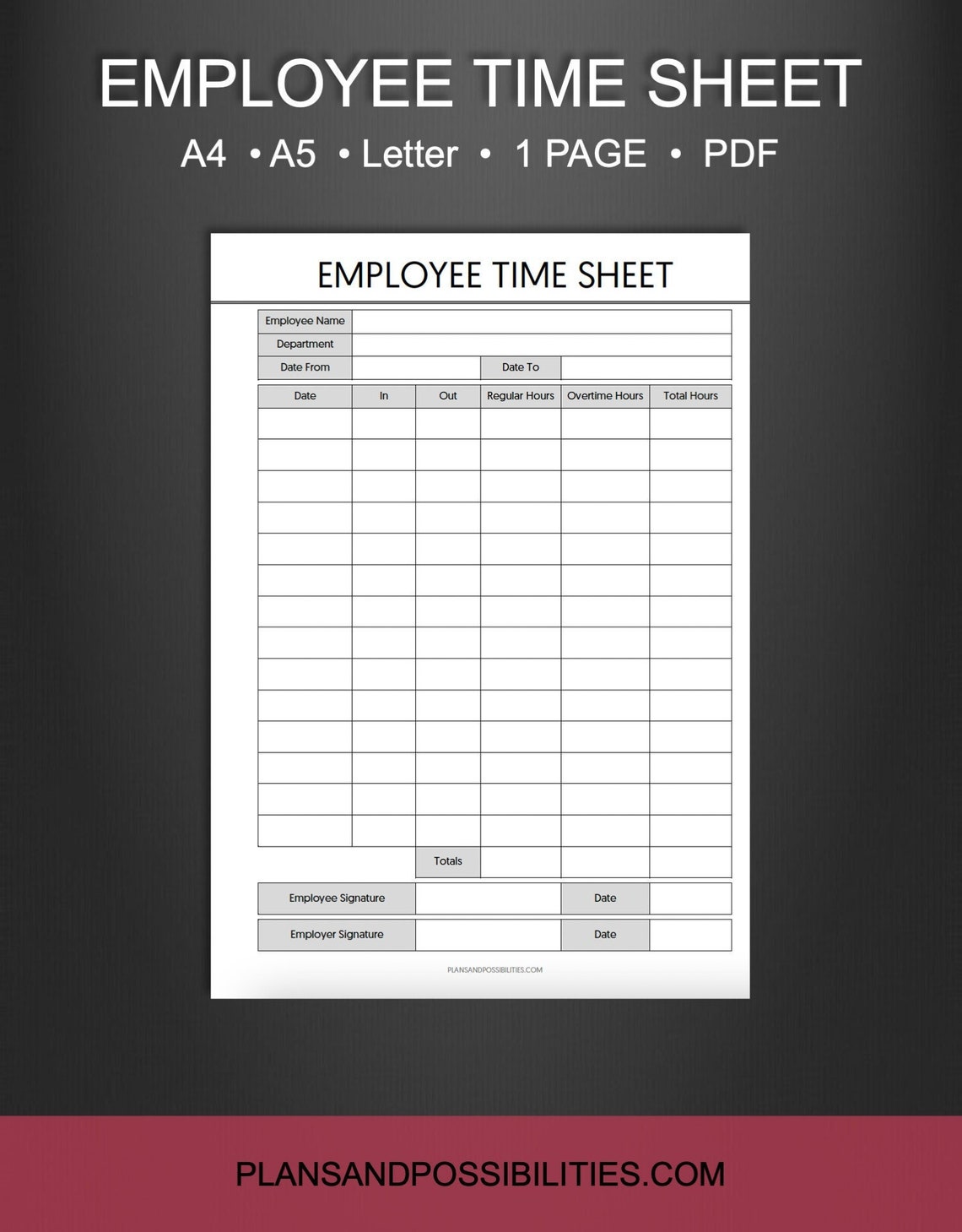 Employee Time Sheet, Employee Time Tracker, Employee Time Clock ...