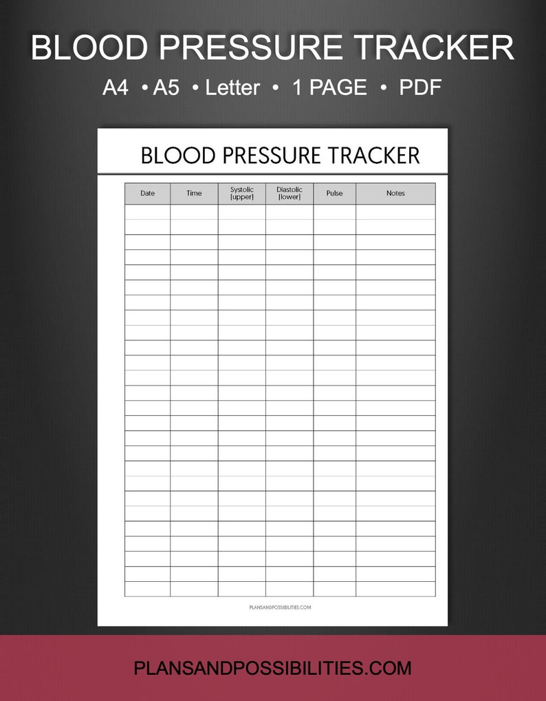 Blood Pressure Tracker Printable Blood Pressure Chart Template Blood