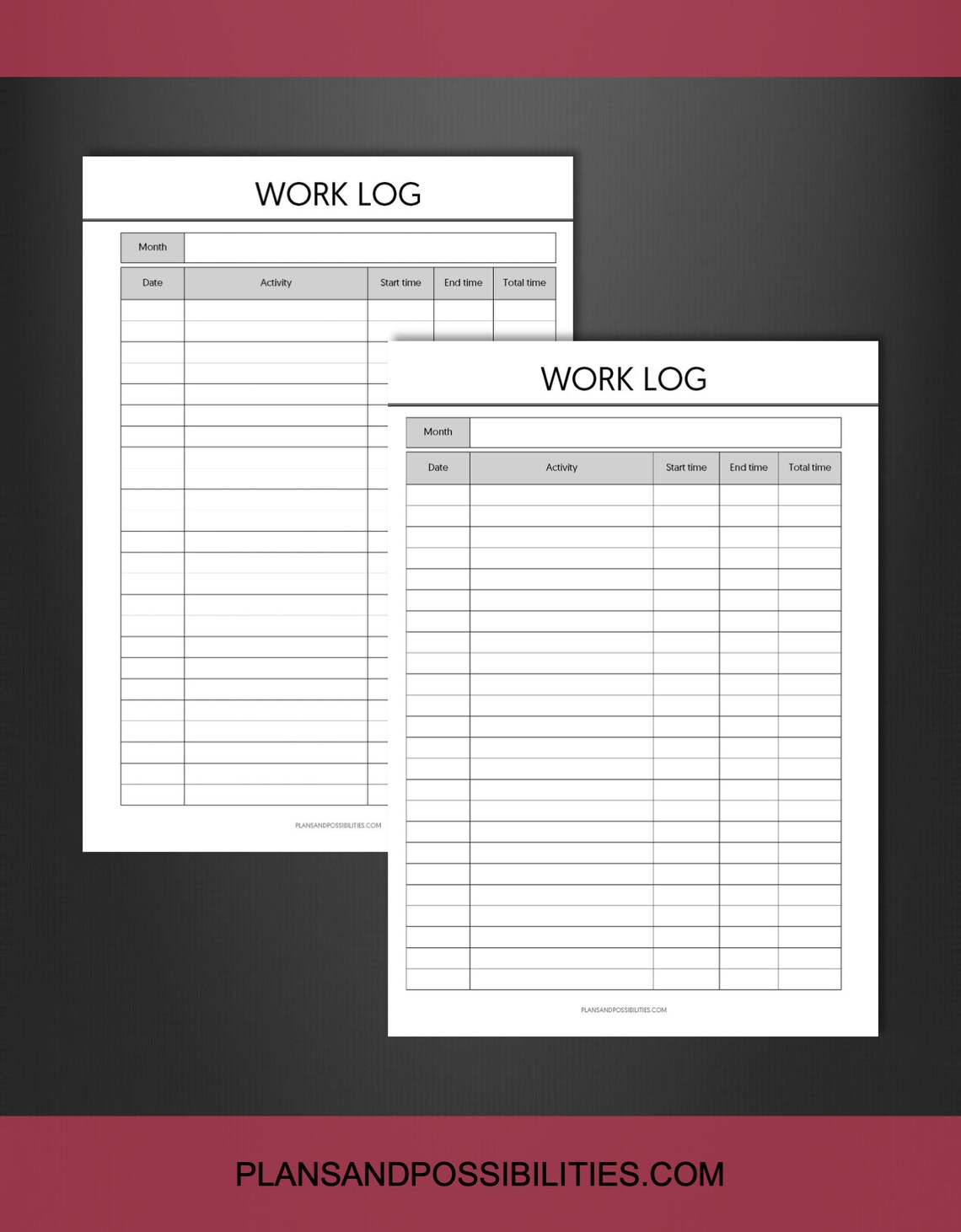 Work Log Printable, Work Hour Tracker, Employee Schedule Record, Time ...