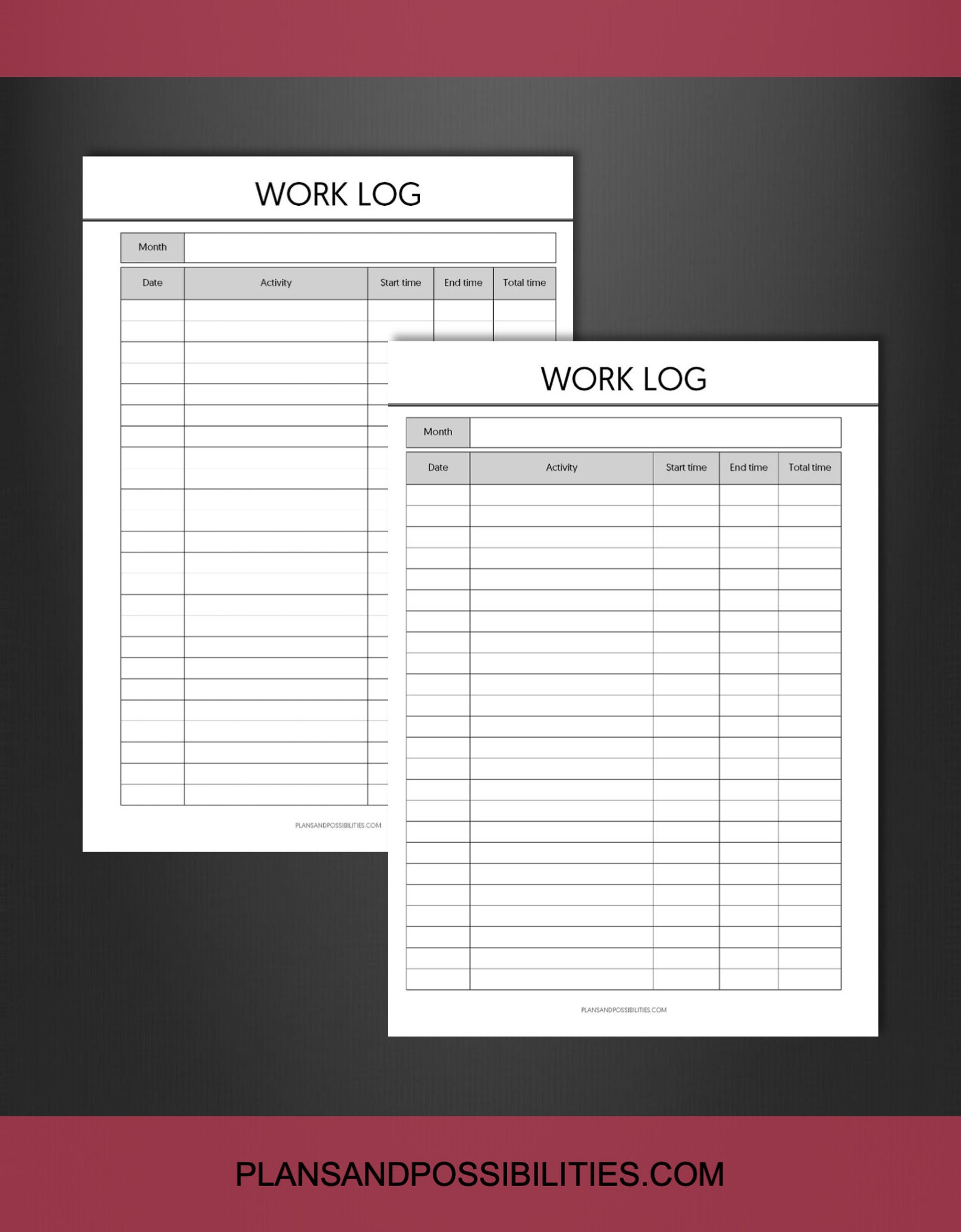 Work Log Printable, Work Hour Tracker, Employee Schedule Record, Time ...