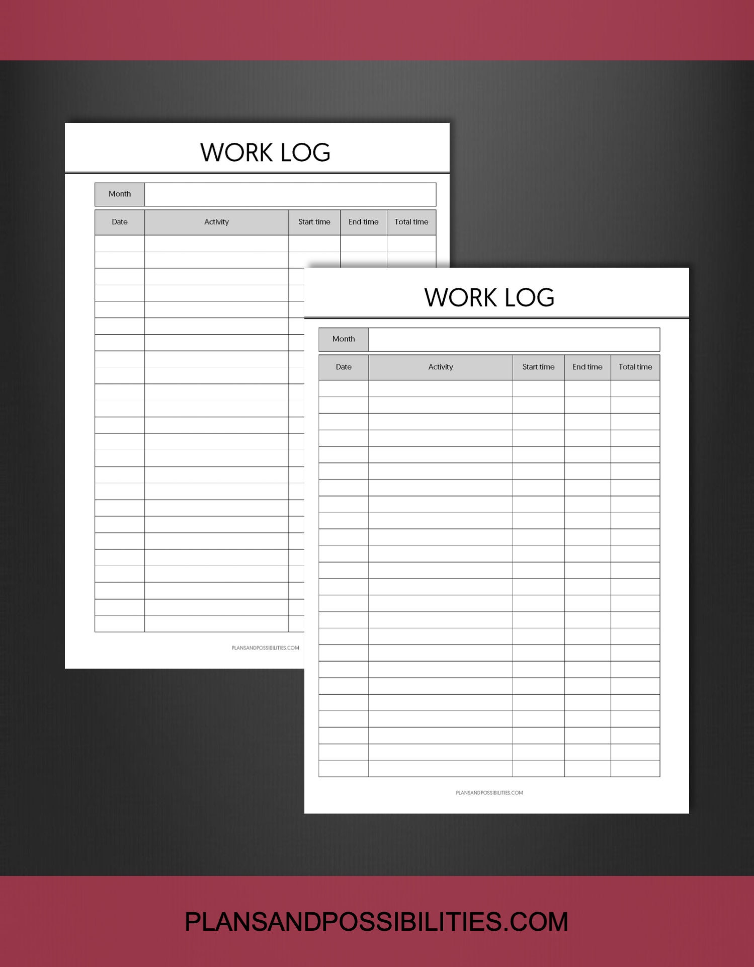 Work Log Printable, Work Hour Tracker, Employee Schedule Record, Time ...
