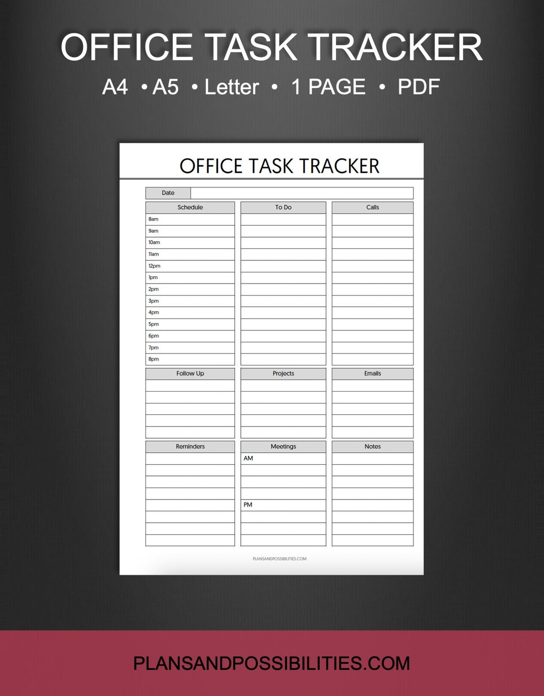 Office Task Tracker, Work Task Printable Planner, Work to Do Task List ...