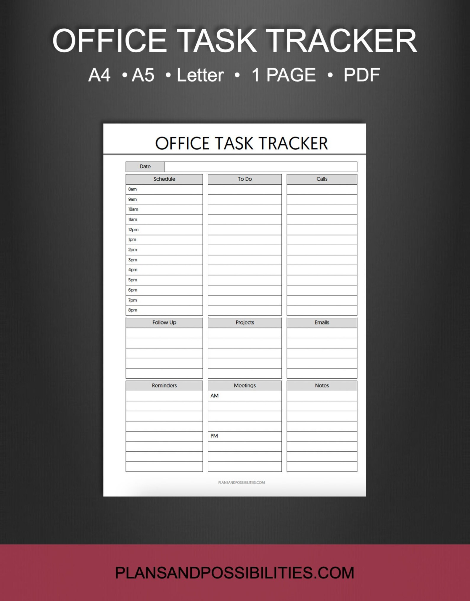 Office Task Tracker, Work Task Printable Planner, Work to Do Task List ...