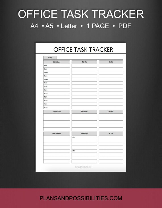 Office Task Tracker Work Task Printable Planner Work to Do - Etsy