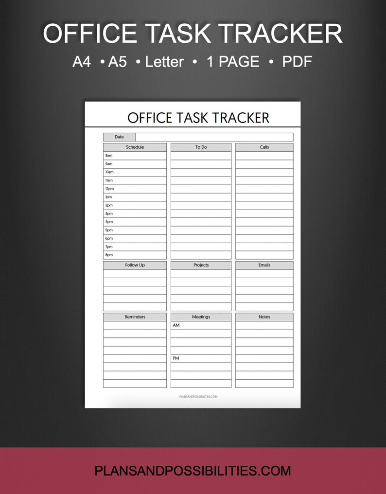Office Task Tracker, Work Task Printable Planner, Work to Do Task List ...