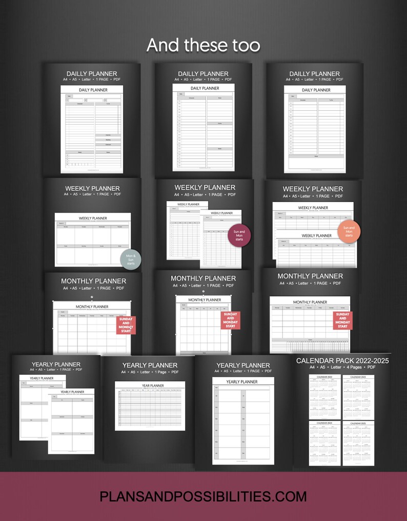 Planner Bundle Printable, Planner Pack, Productivity Planner Printable ...