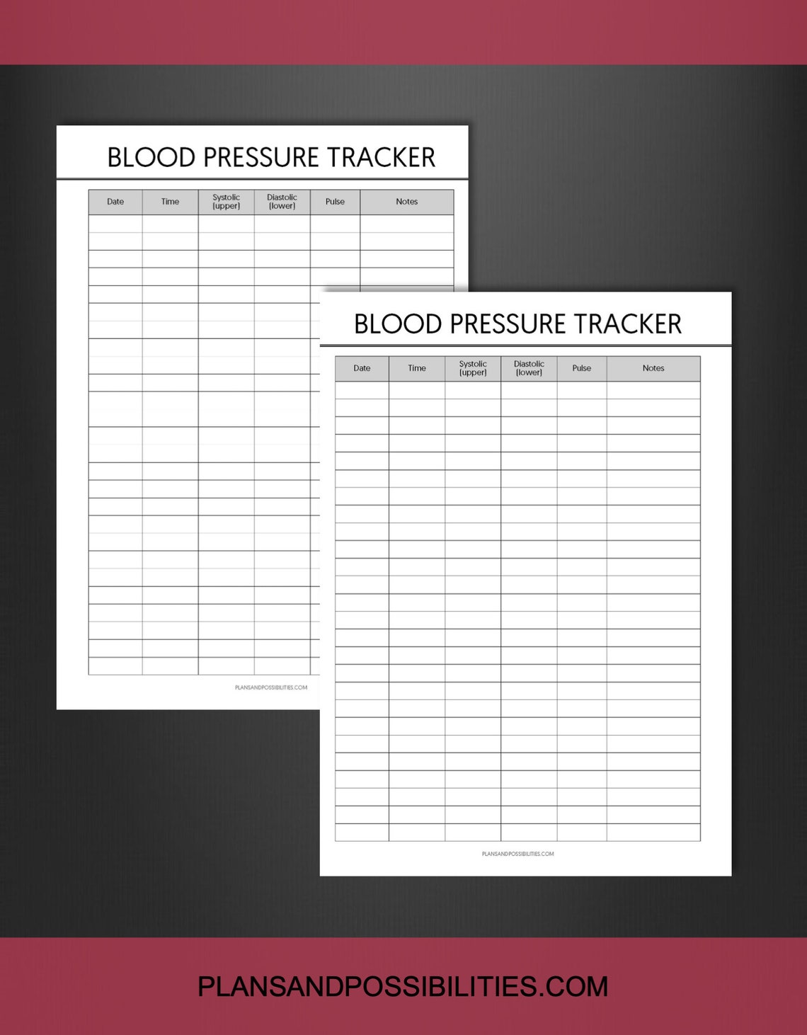 Blood Pressure Tracker Printable, Blood Pressure Chart Template, Blood ...