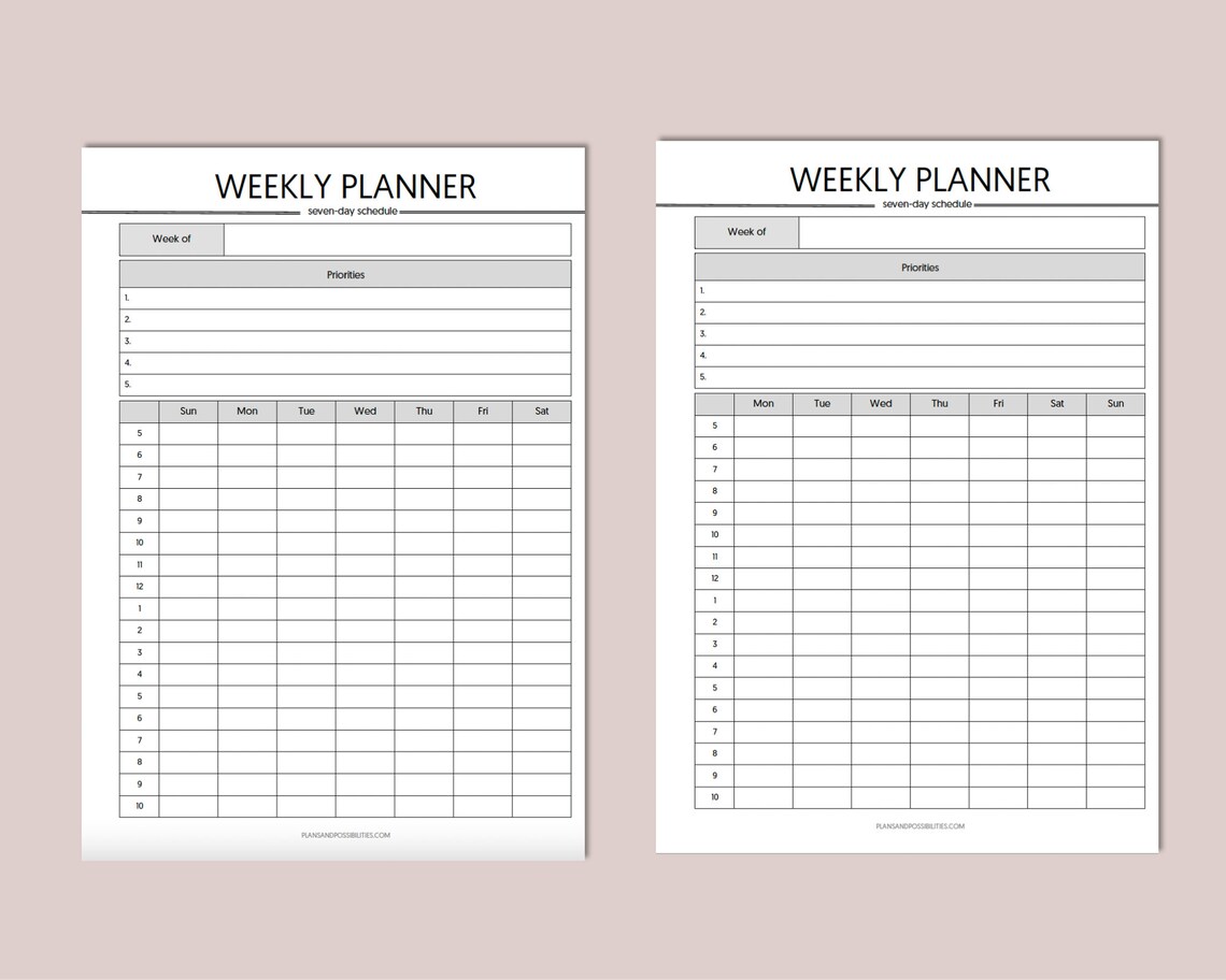 Minimal Weekly Planner Printable, Weekly Agenda, Weekly Checklist ...