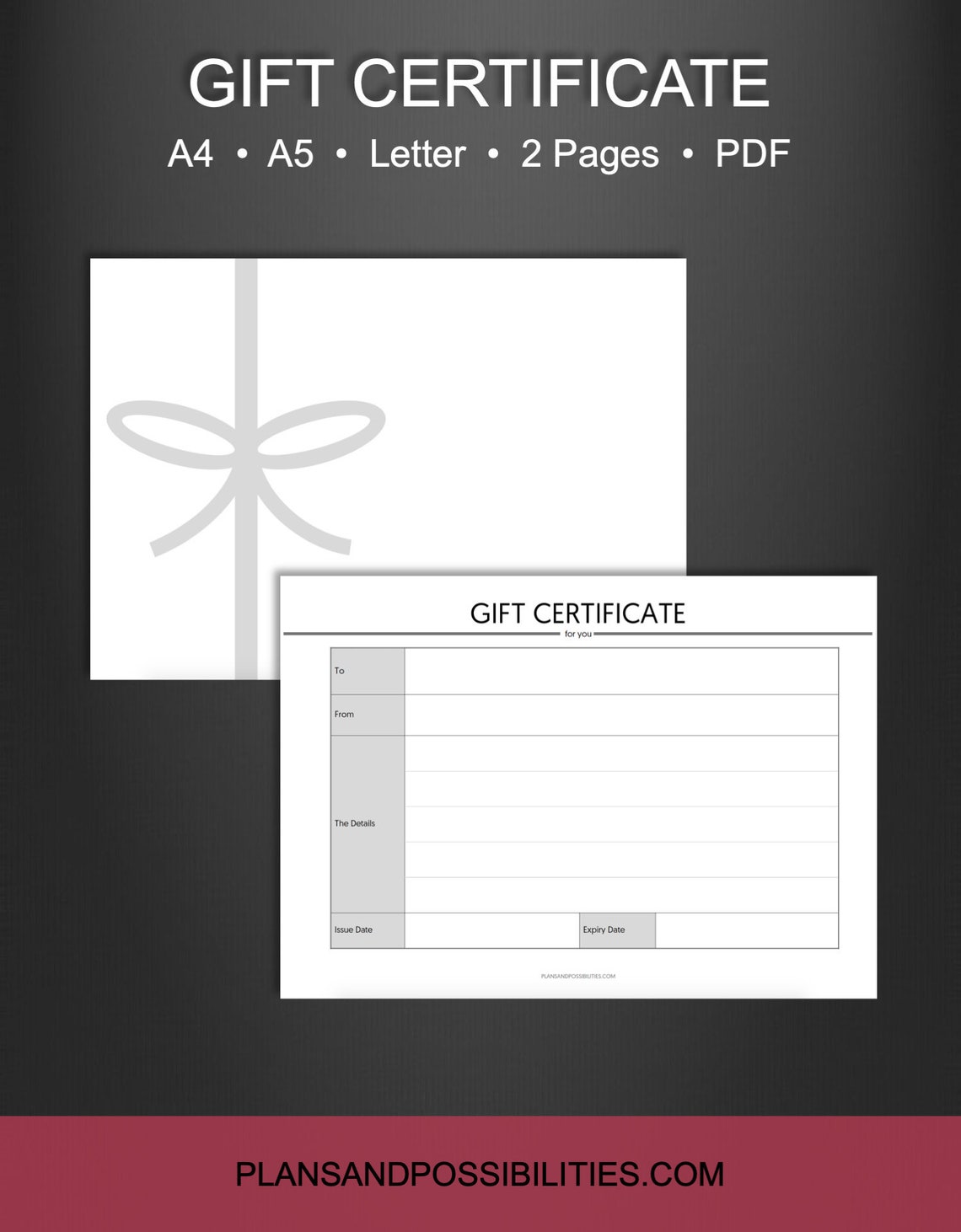 Gift Certificate Gift Voucher Gift Card Template A4 A5 - Etsy
