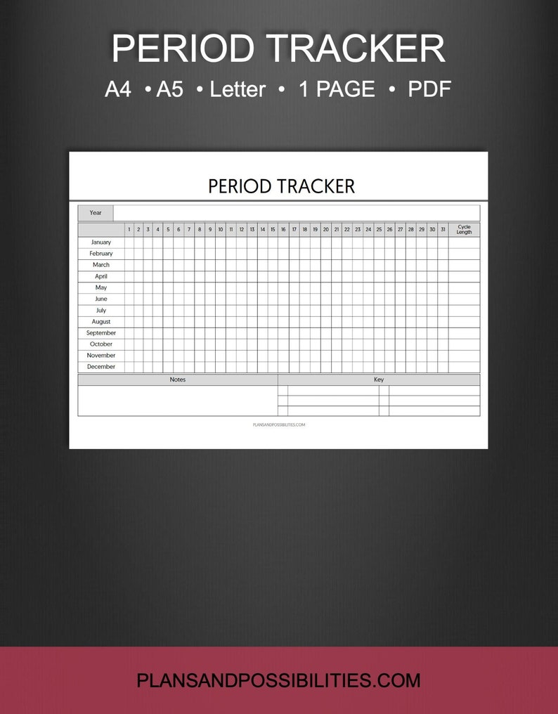 Period Tracker Planner Printable, Menstruation Calendar Journal, Cycle ...