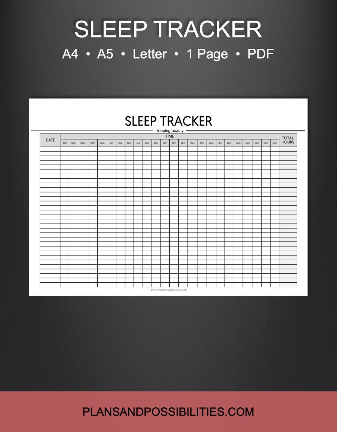 Sleep Tracker Printable Sleep Record Daily Sleep Log Sleep - Etsy