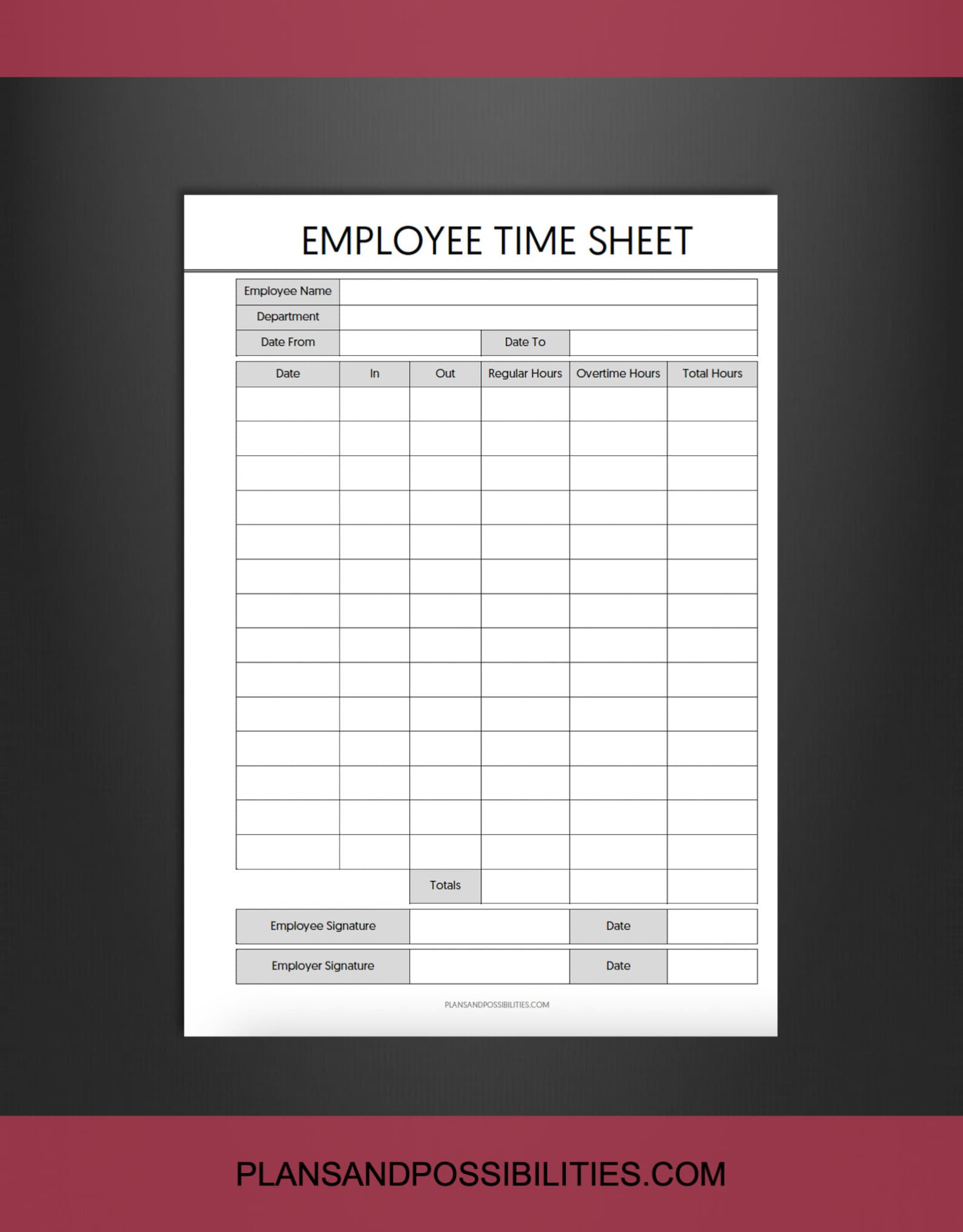 Employee Time Sheet, Employee Time Tracker, Employee Time Clock ...