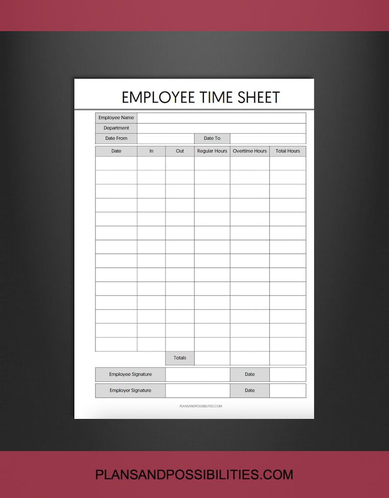 Employee Time Sheet, Employee Time Tracker, Employee Time Clock ...