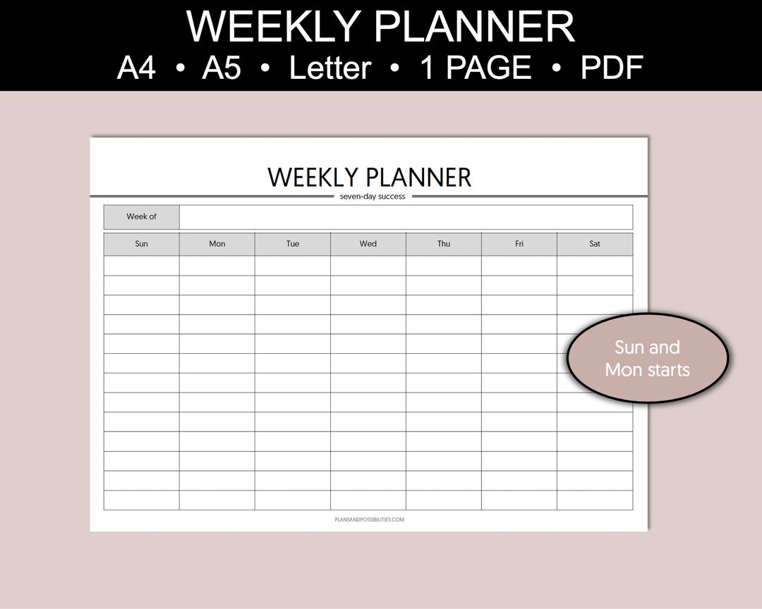 Weekly Schedule Template, Weekly Planner PDF, Weekly Planner Pages ...