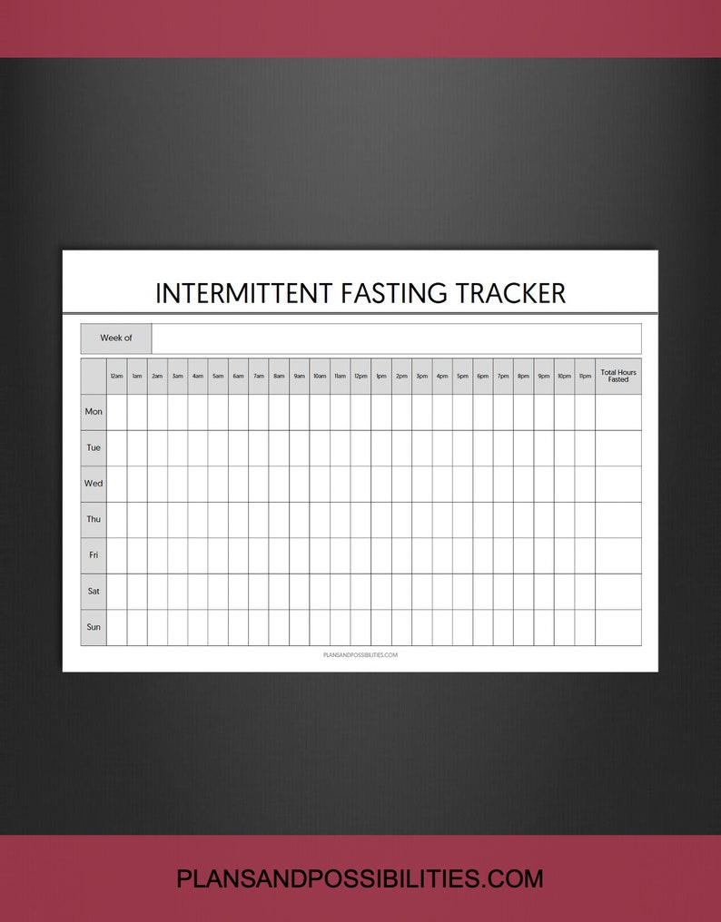 Intermittent Fasting Tracker Printable, Weekly Fasting Planner, Fasting ...