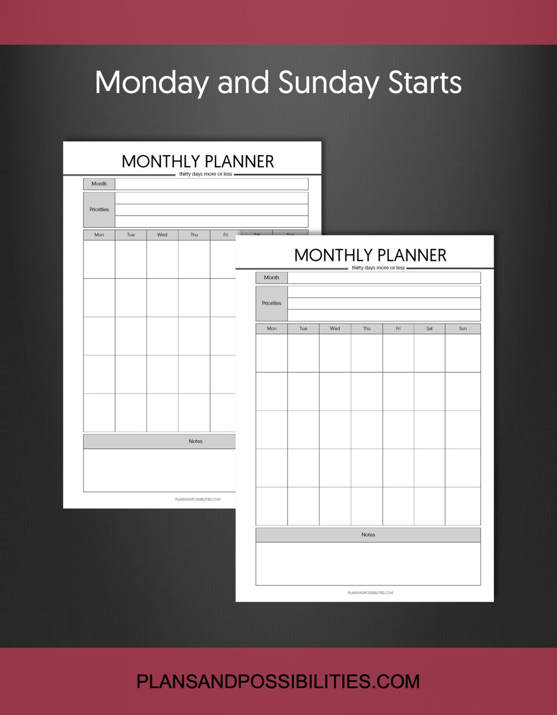 Monthly Planner Printable Monthly Goal Planner Printable - Etsy