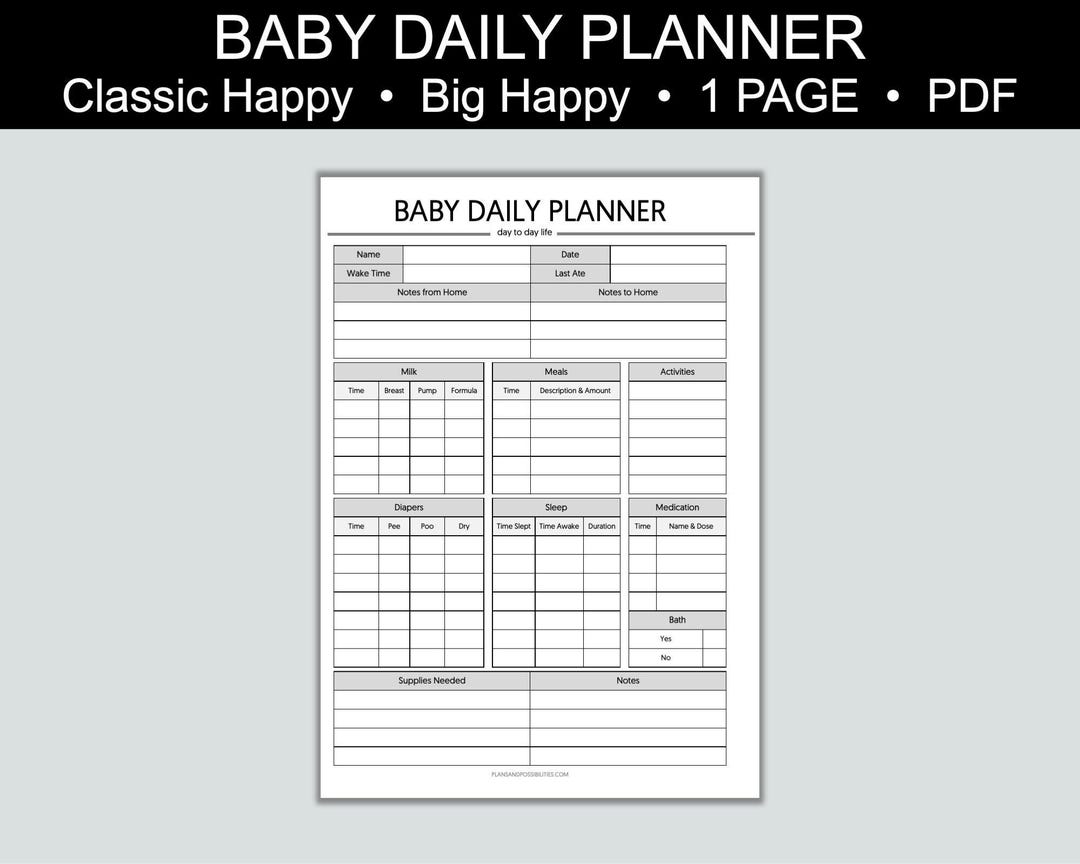 Infant Daily Log, Daily Baby Planner Printable, Baby Daily Log, Baby ...