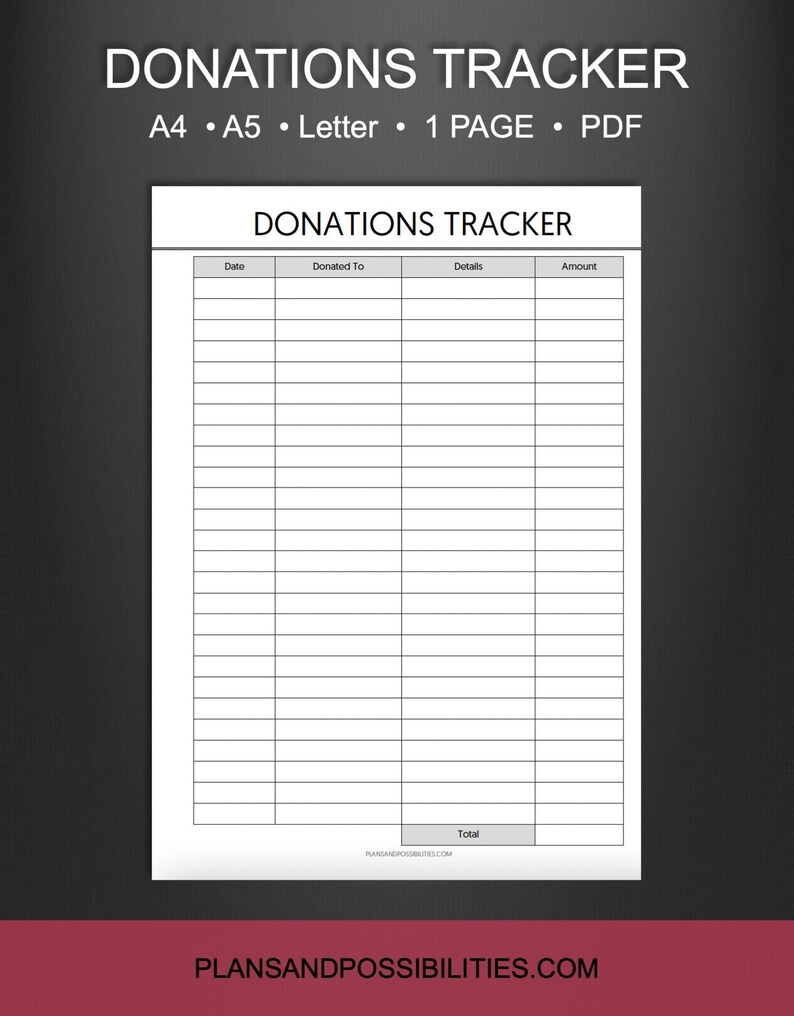 Donations Tracker Printable, Giving Tracker, Charity Donations Record ...