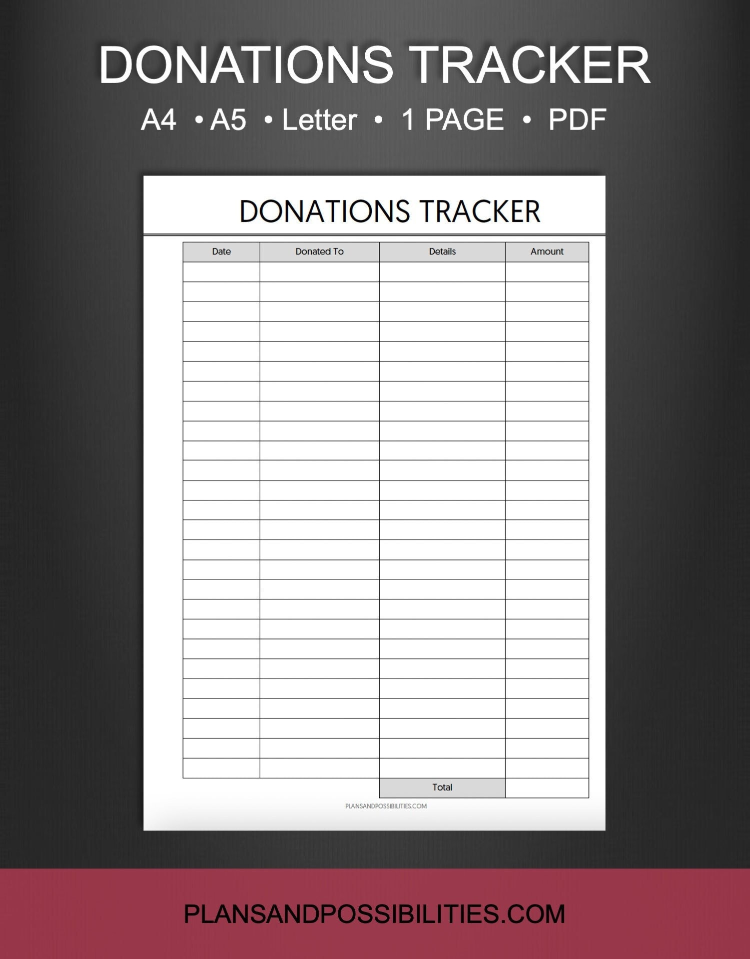 Donations Tracker Printable, Giving Tracker, Charity Donations Record ...