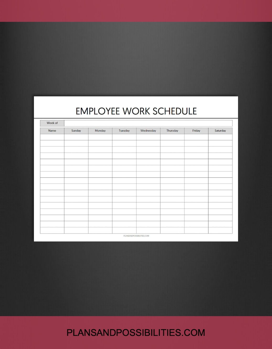 Employee Work Schedule, Employee Time Sheet, Office Worker Agenda PDF ...