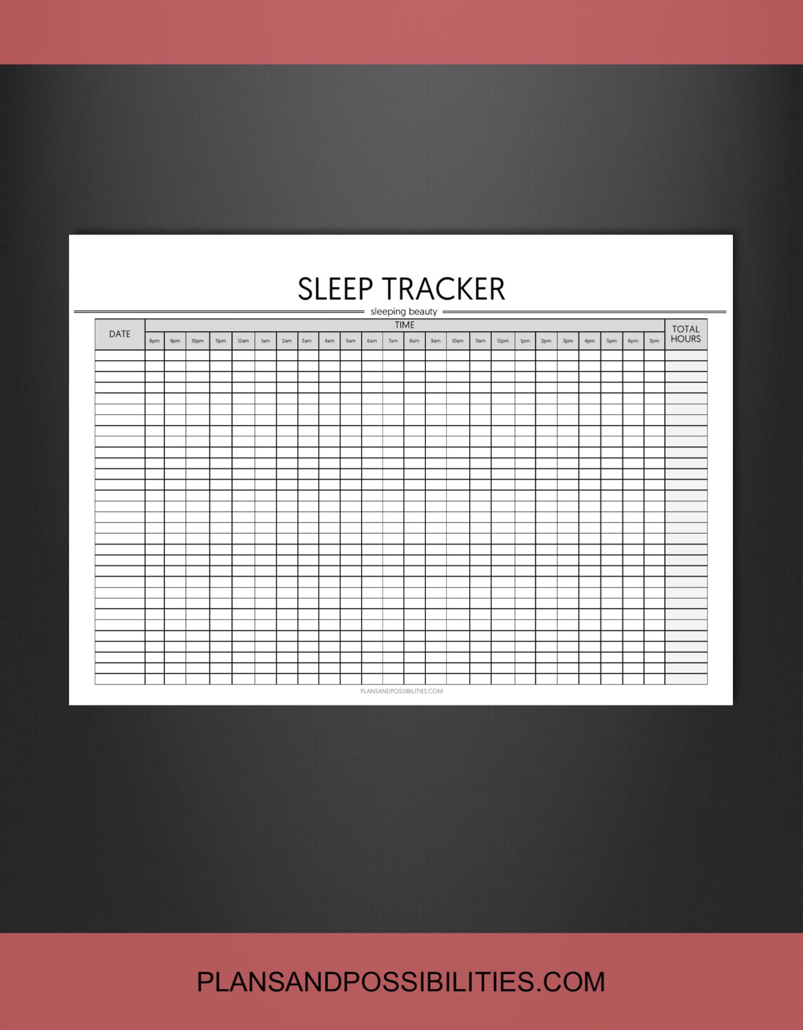 Sleep Tracker Printable, Sleep Record, Daily Sleep Log, Sleep Tracker ...
