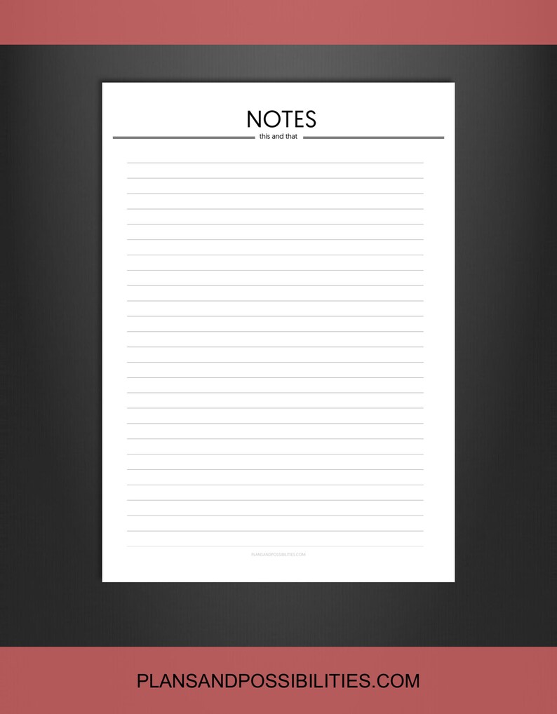 Printable Notes Page, Daily Notes Page Printable, Organising Printable ...