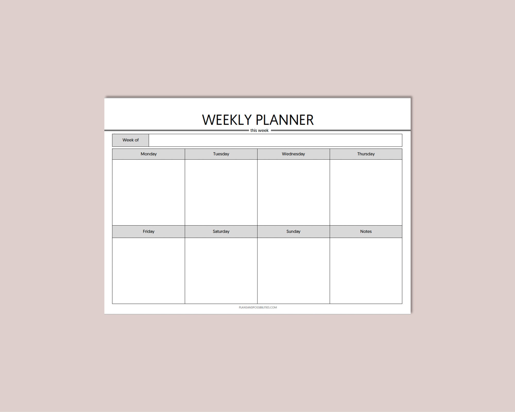 Week on 1 Page Printable, Week Printable, Week Itinerary, Week Planner ...